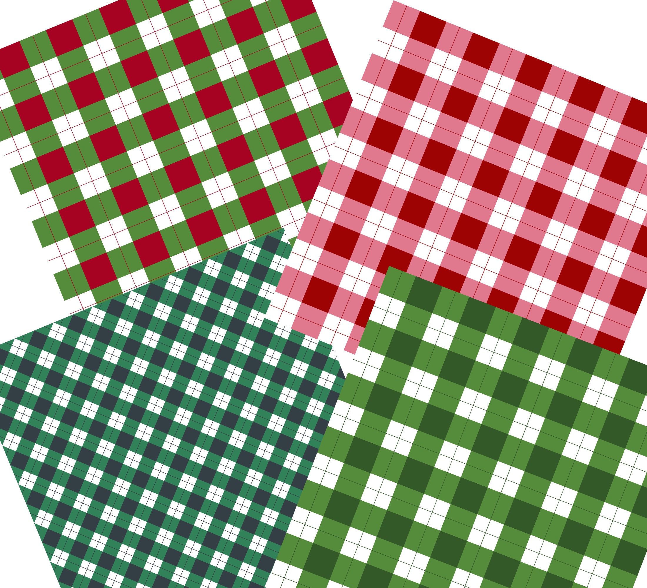 Plaid Digital Paper Pack, Gingham Background Bundle, Scrapbook Papers ...