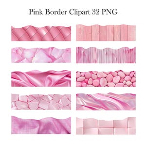 Pink Border Clipart, Pink Texture Borders PNG, Scrapbook, Junk Journal ...