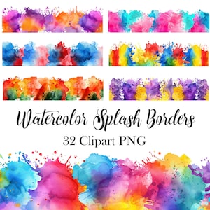 Watercolor Splash Border PNG, Splatter Borders Clipart, Colorful ...