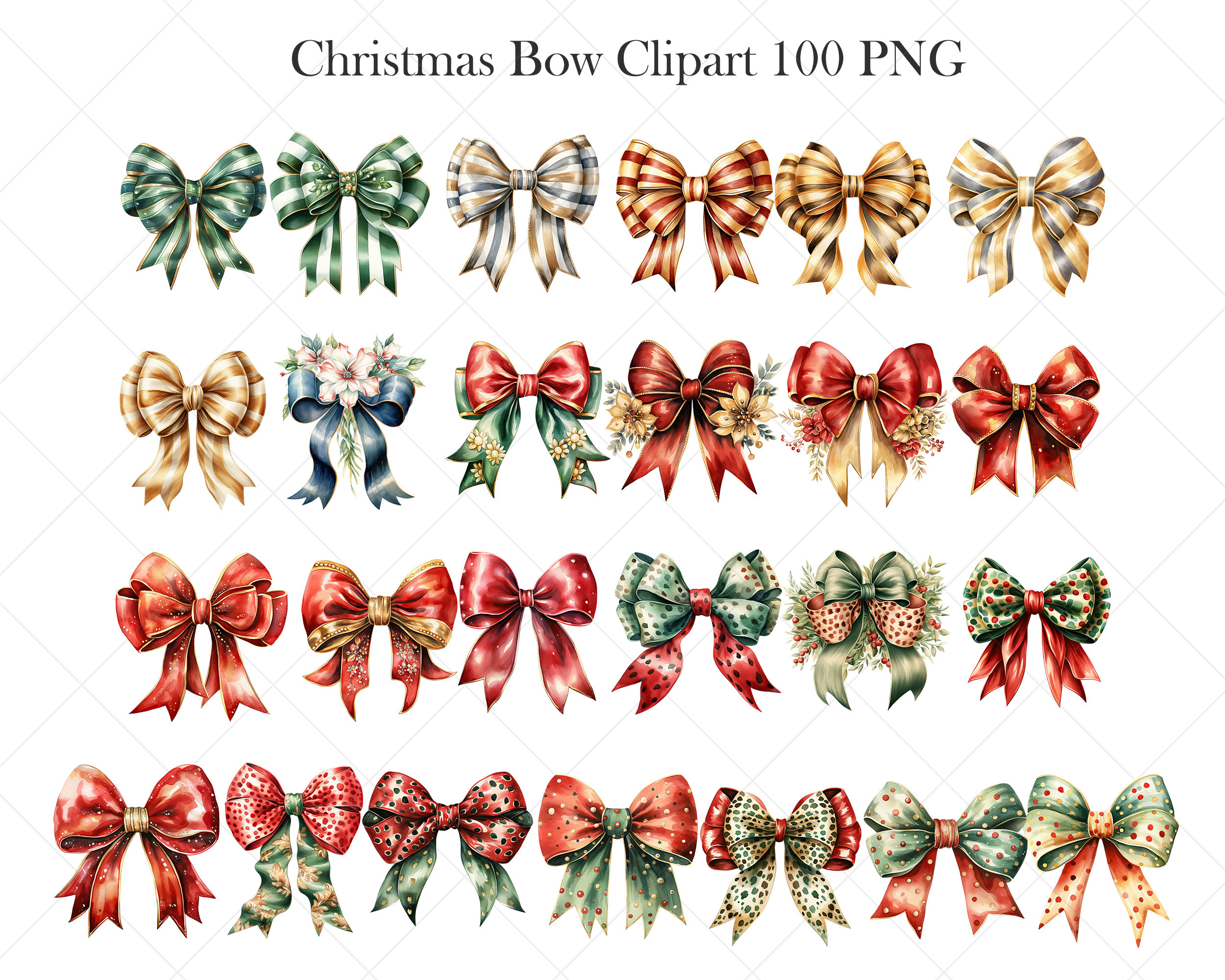 Christmas Bow PNG, Watercolor Christmas Ribbon Clipart, Red Bow Clipart ...