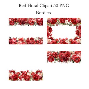 Red Flower Clipart, Watercolor Red Floral PNG Bundle, Wedding Bouquet ...
