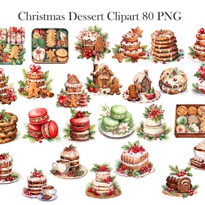 Christmas Dessert PNG Bundle, Watercolor Christmas Sweets Clipart ...