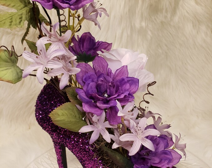 Pretty Purple High Heel Shoe Vase Floral Arrangement, Centerpiece ...