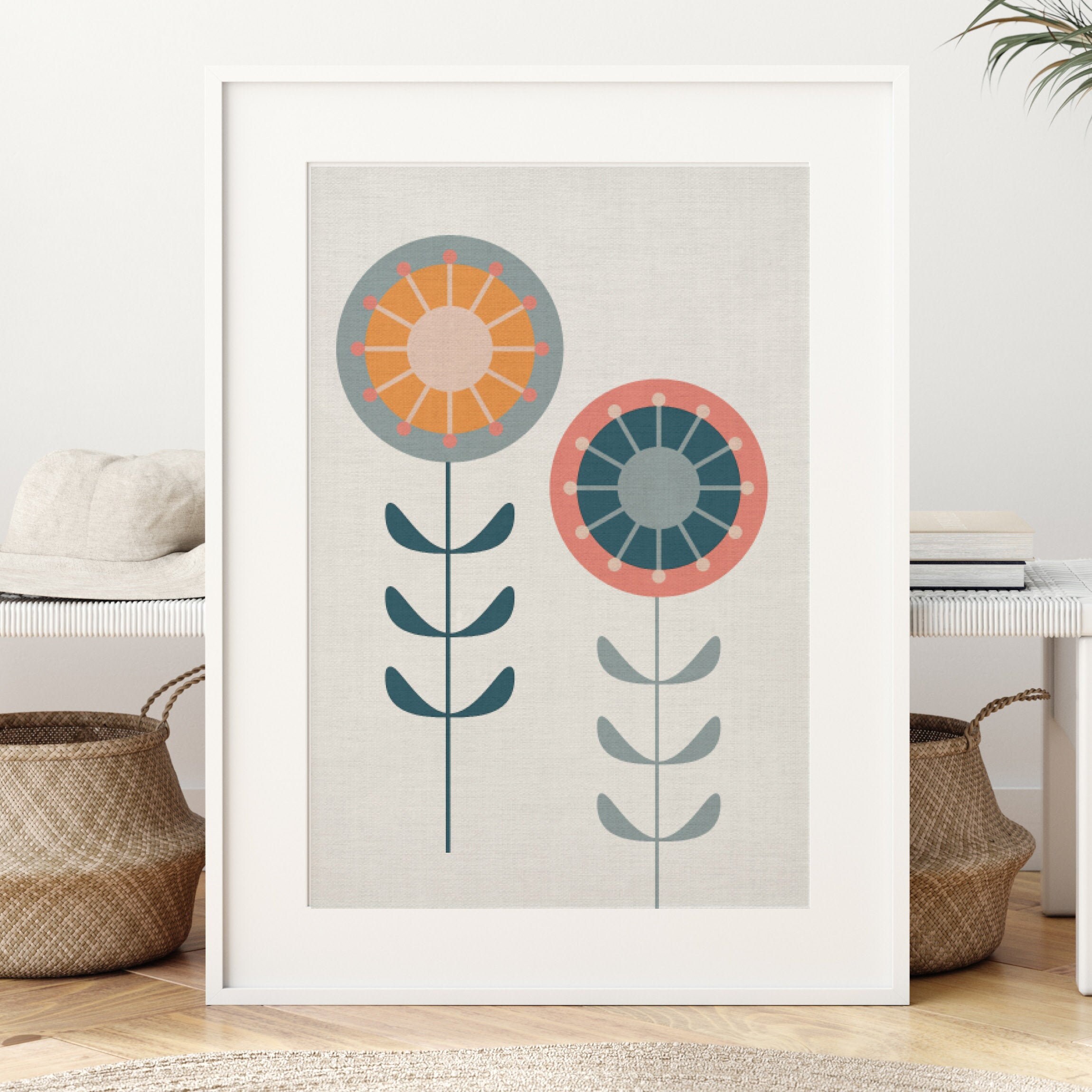 Scandinavian Inspired Flower Print Floral Design Nordic - Etsy UK