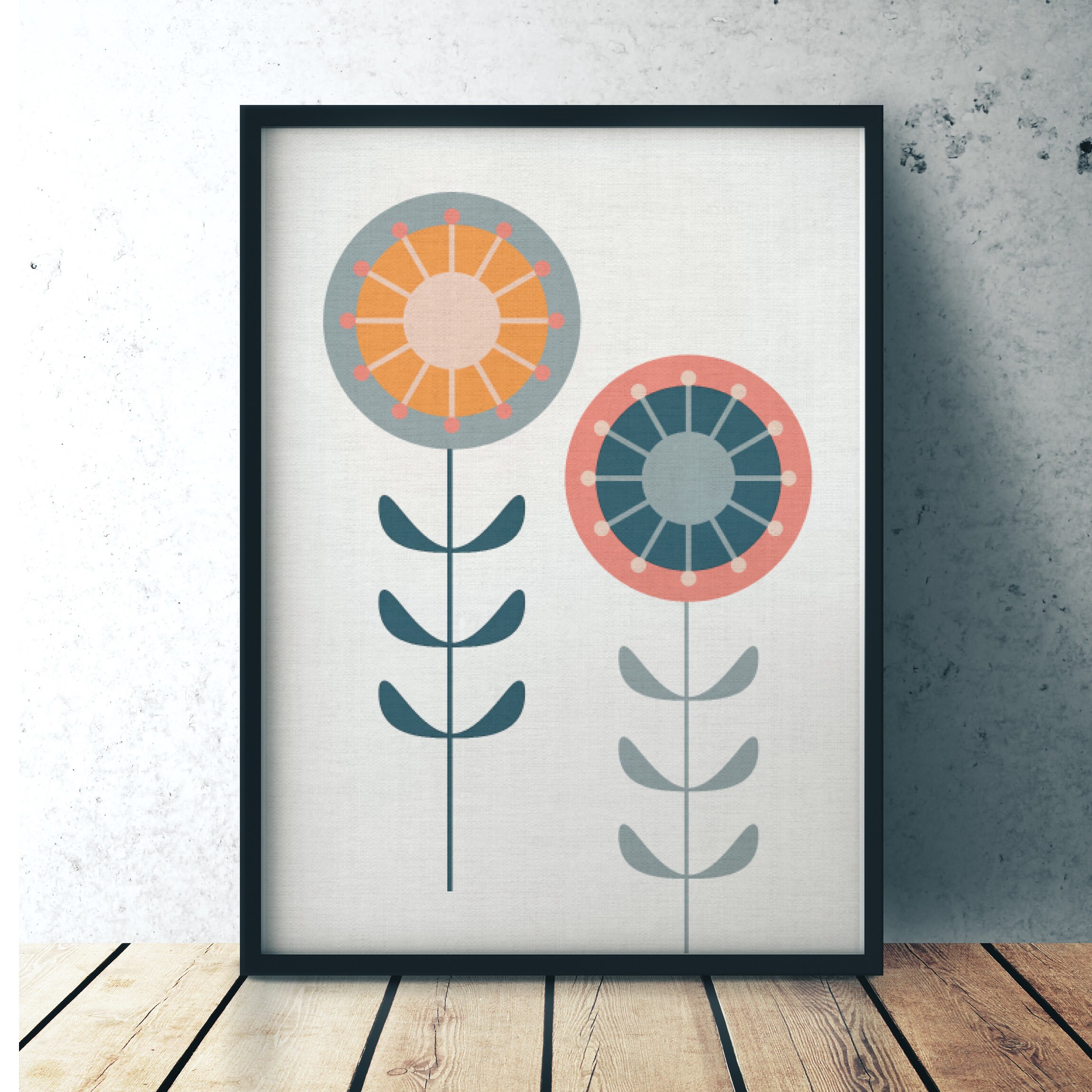 Scandinavian Inspired Flower Print Floral Design Nordic - Etsy UK