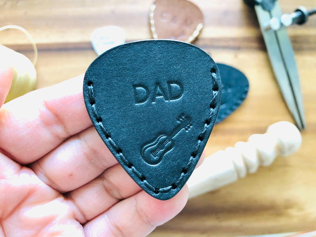 Handmade Personalised Leather Guitar Pick Pouch: Embossed Plectrum ...