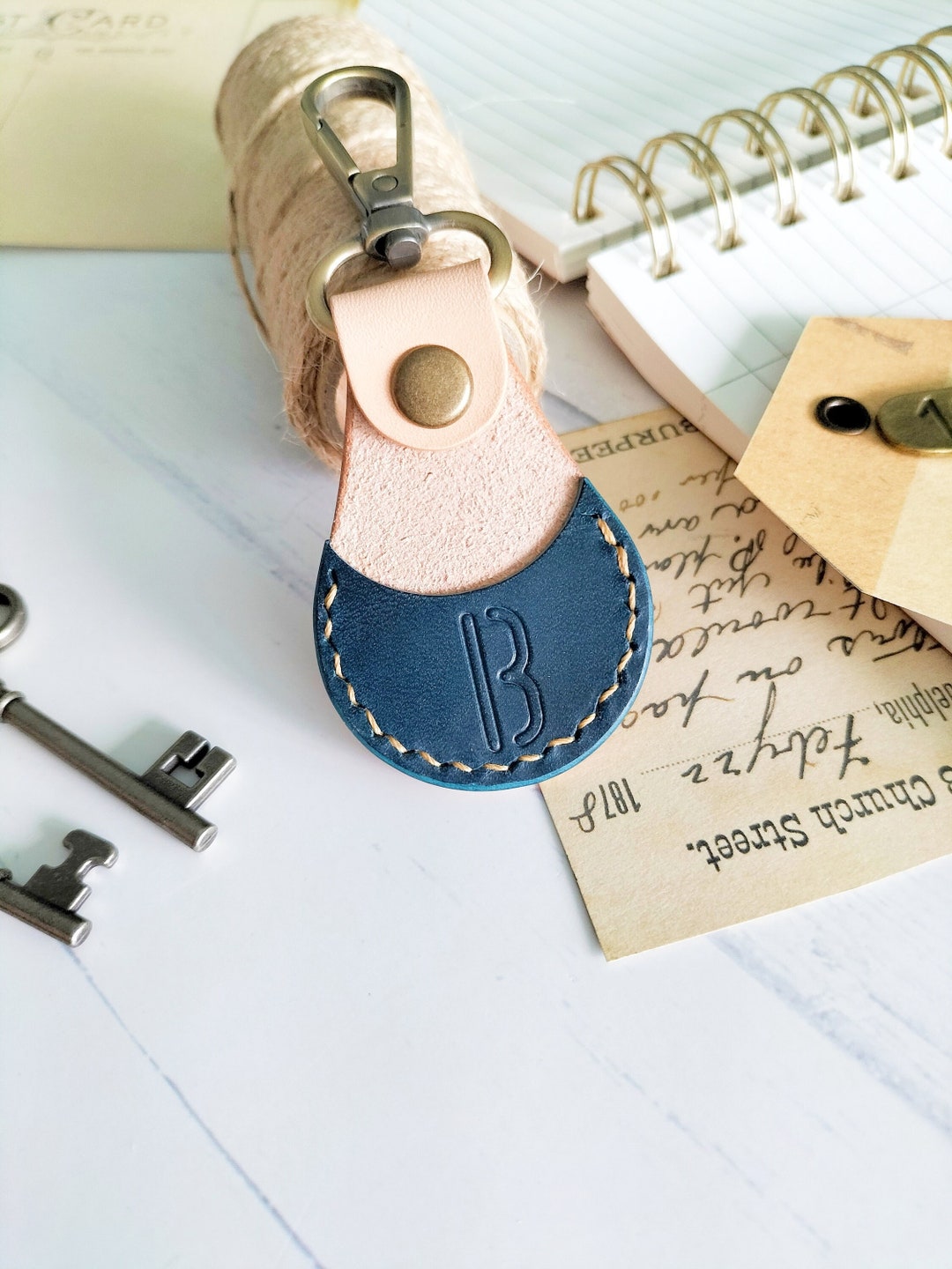 Monogram Leather Guitar Pick Holder Keychain: Personalized Plectrum ...