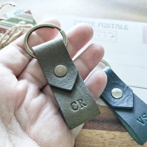 Vintage Monogram Italian Leather Keyring, Personalised Leather Keychain ...