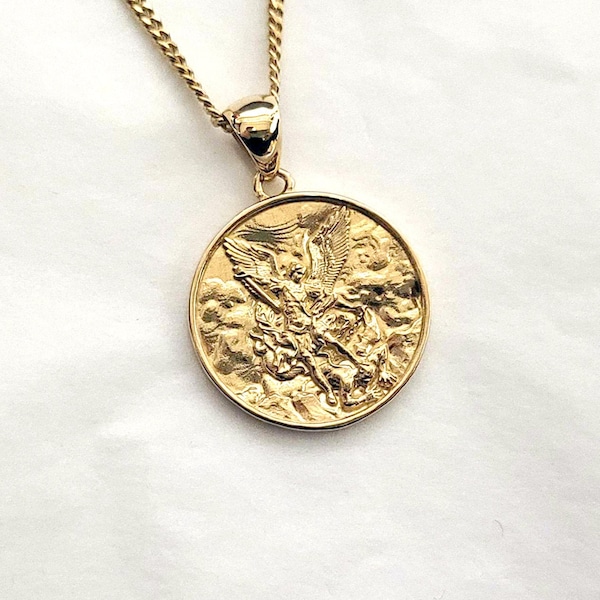 Archangel Michael Pendant Gold - Etsy