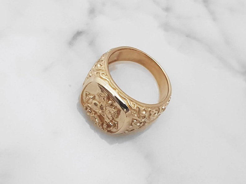 14k 18k Gold St George Ring Mens Ring Gold Big Gold Ring Men - Etsy