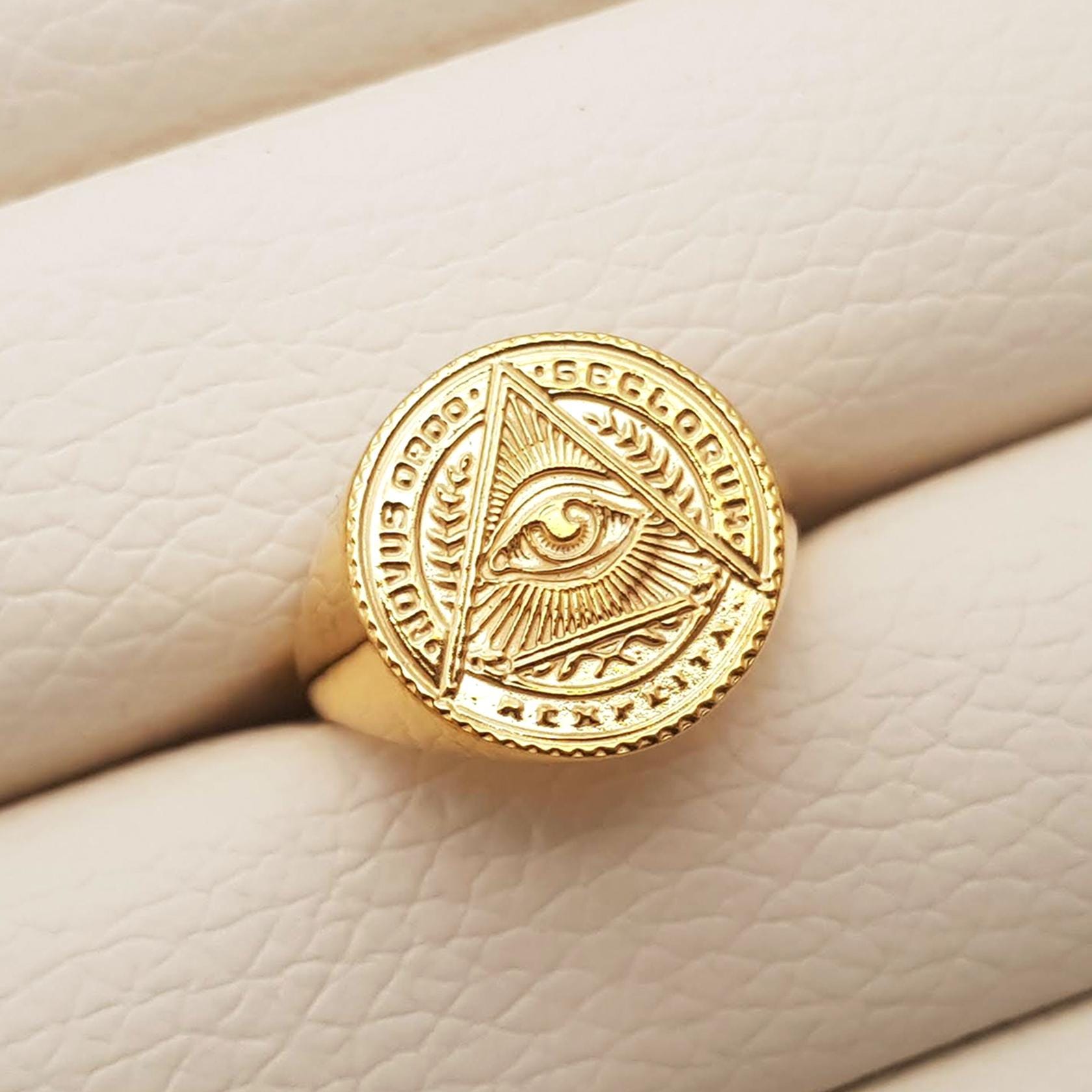 14k 18k Gold Eye of Providence Ring for Men - Etsy