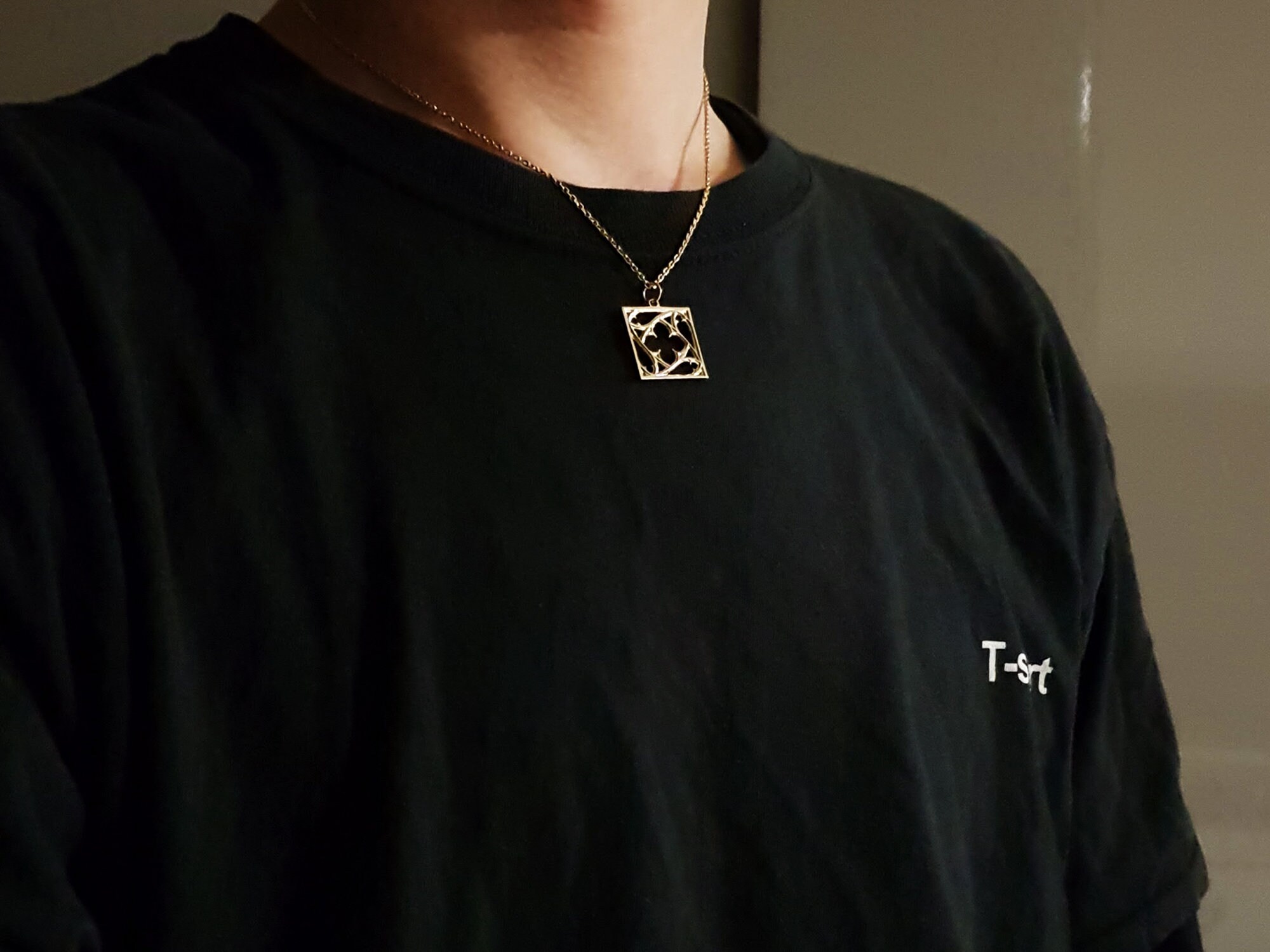 18k 14k Gold Gothic Clover Necklace Women Men Clover Pendant - Etsy