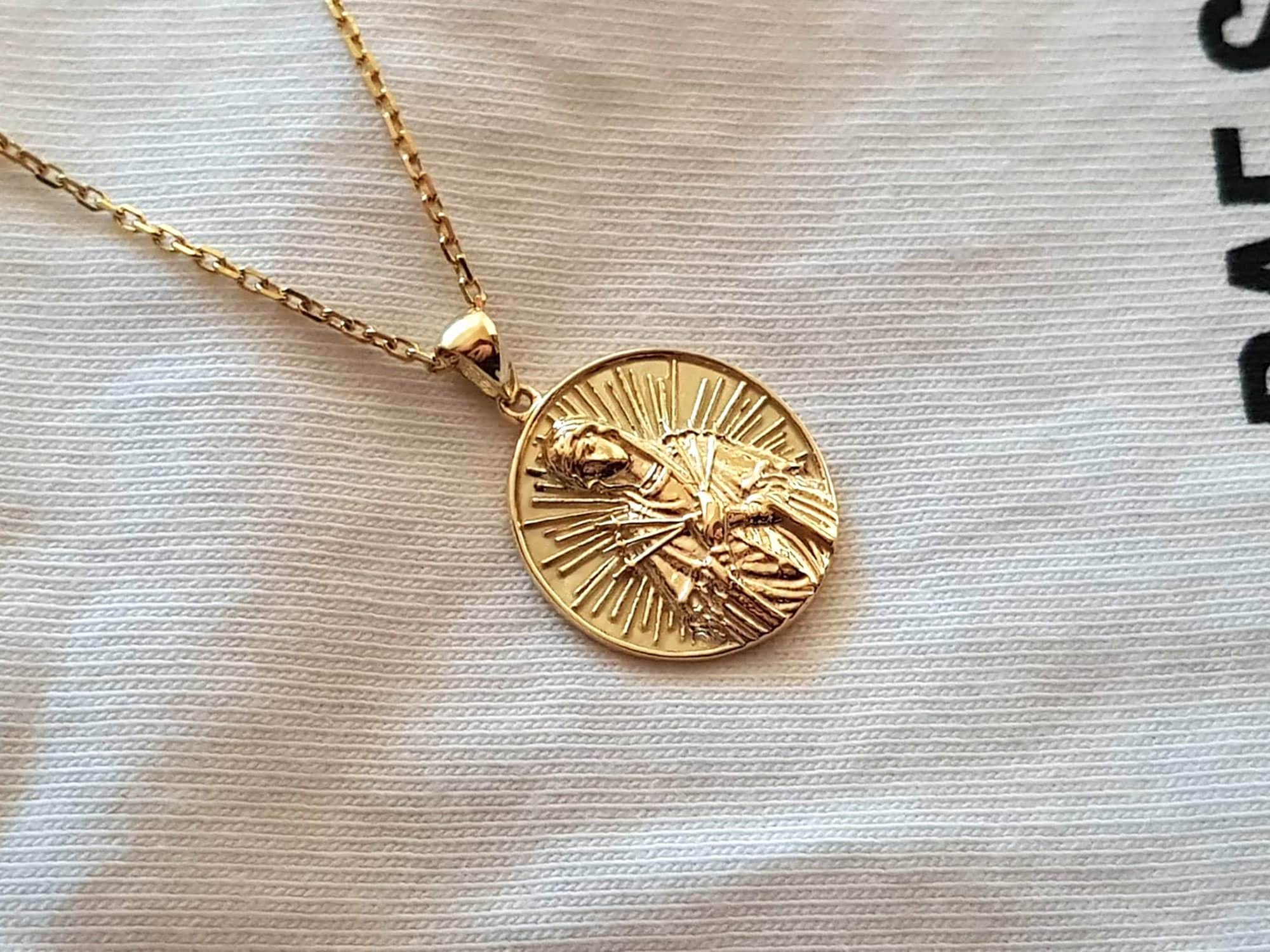 14k 18k Solid Gold Blessed Virgin Mary Pendant Necklace Our | Etsy