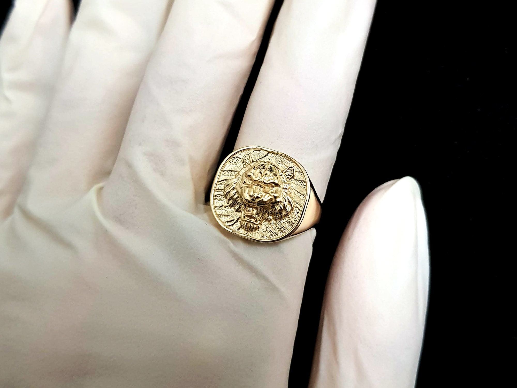 18k 14k Gold Tiger Ring Men Gold Ring Men Mens Ring Gold - Etsy Canada