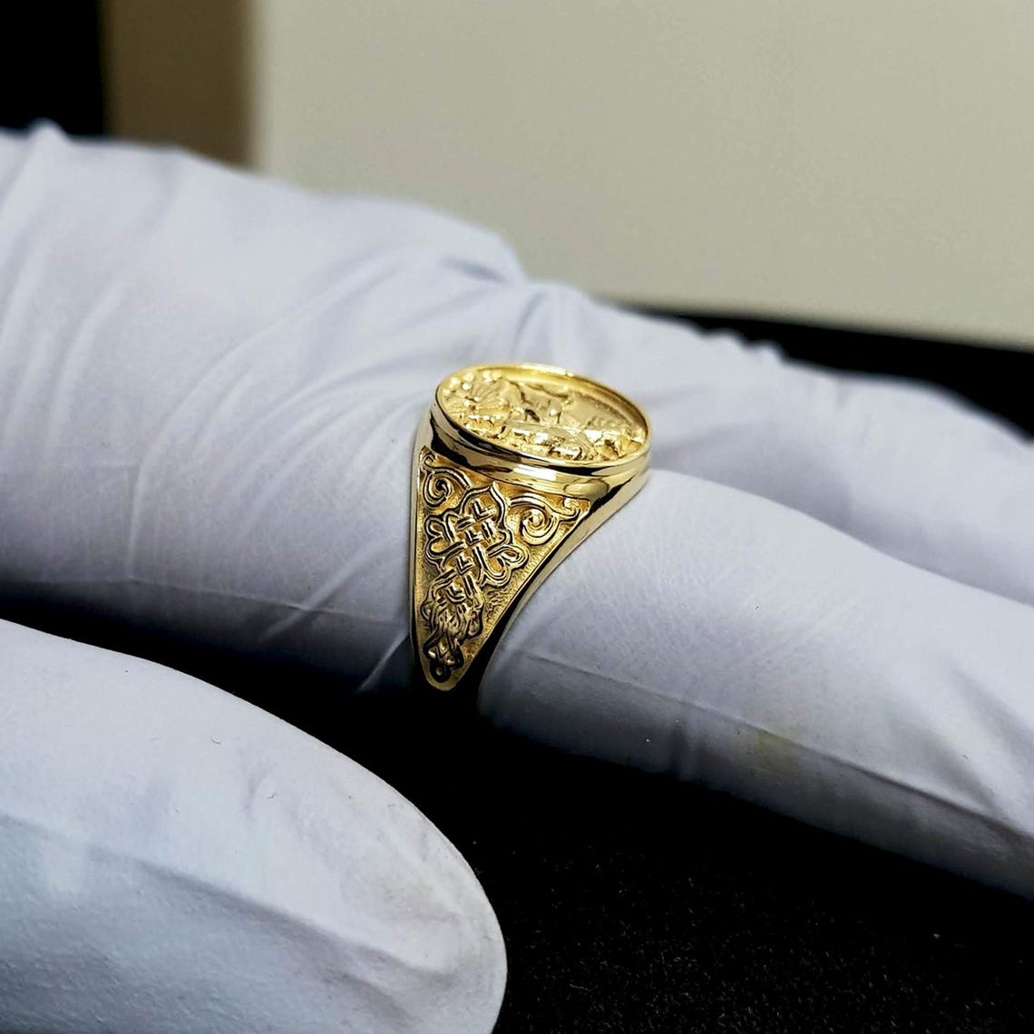14k 18k Gold St George Ring for Men - Etsy