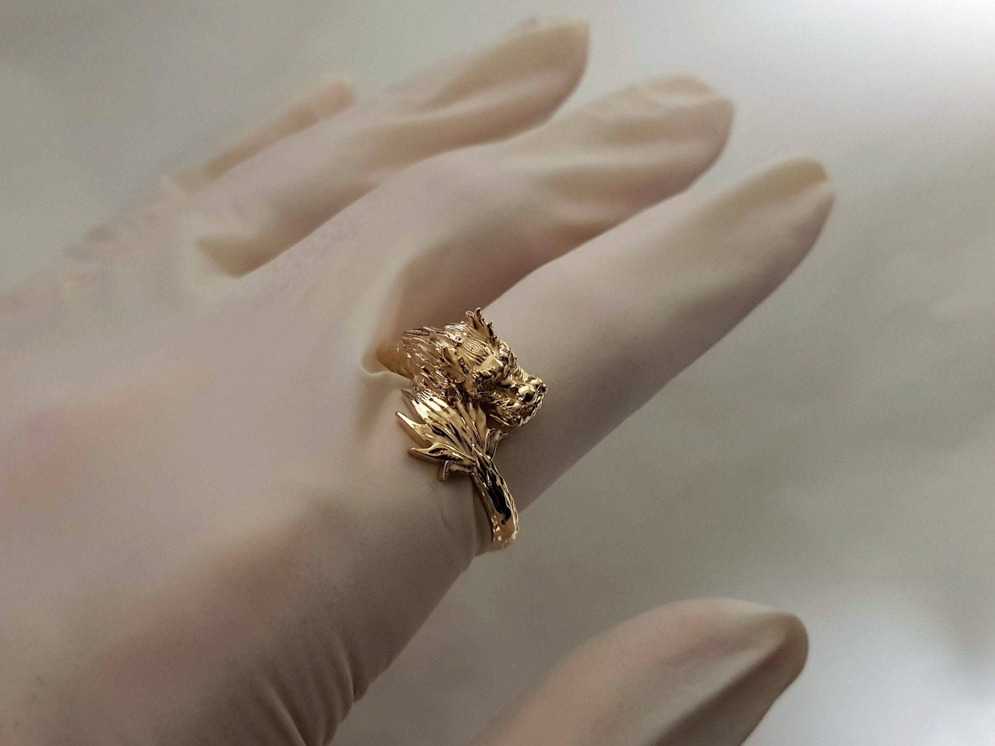 14k 18k Gold Dragon Ring With Diamonds Mens Womens Ring - Etsy