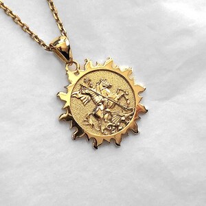 18k 14k Gold St George Pendant Necklace for Men - Etsy