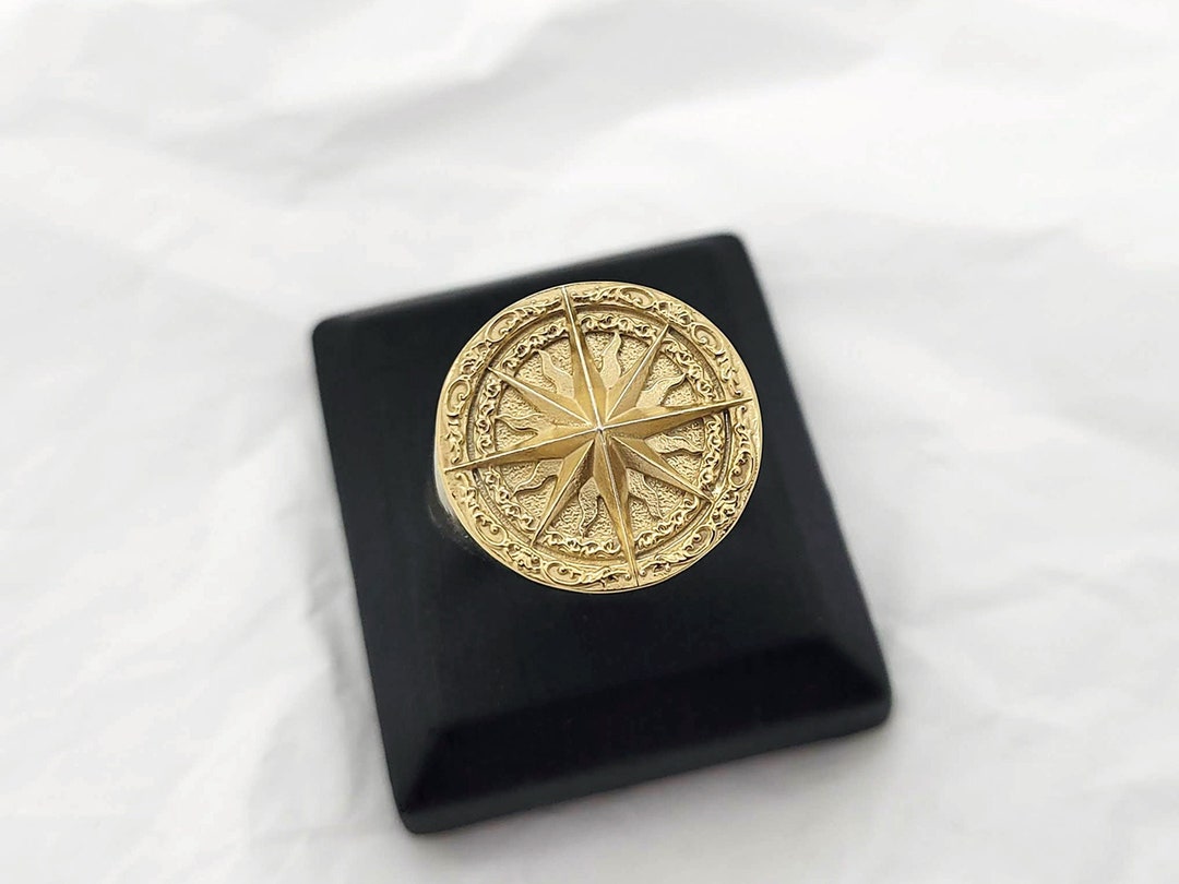 18k 14k Gold Compass Ring, Mens Ring Gold, Gold Ring Men, Circle Ring ...