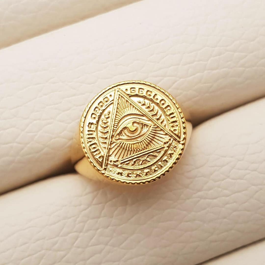 14k 18k Gold Eye of Providence Ring for Men - Etsy