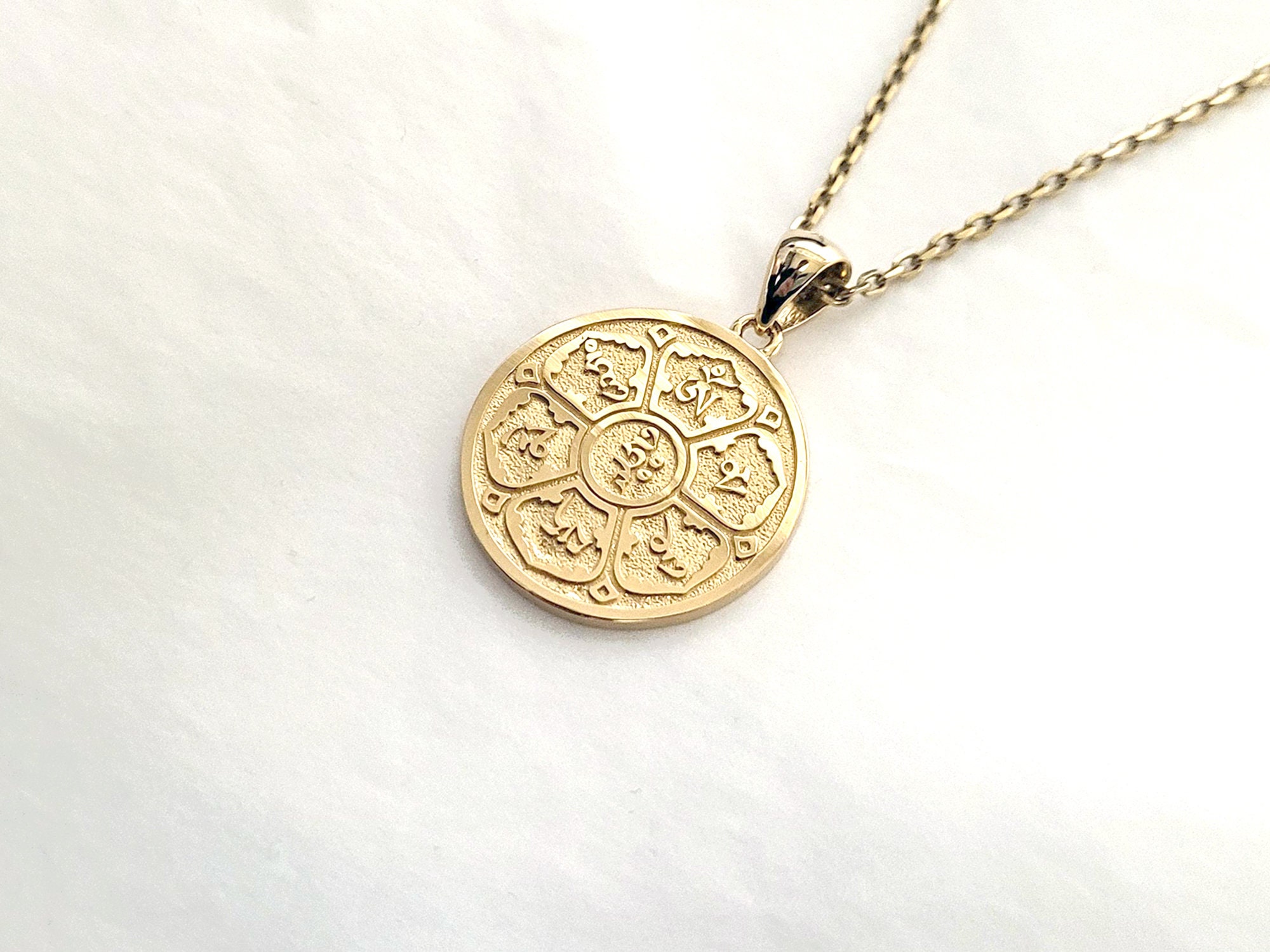 14k 18k Mantra Om Mani Padme Hum Necklace Pendant Womens Mens - Etsy