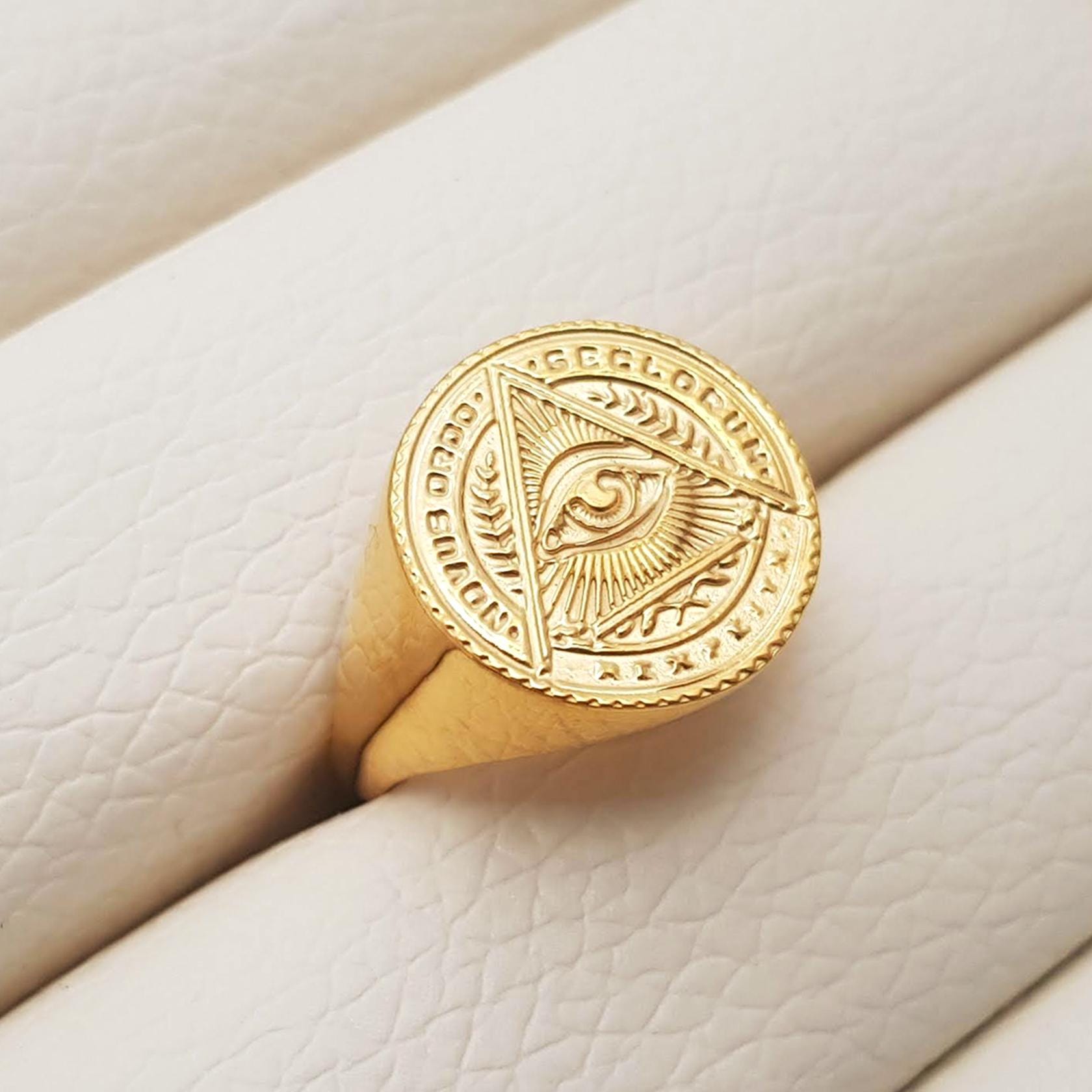 14k 18k Gold Eye of Providence Ring for Men - Etsy