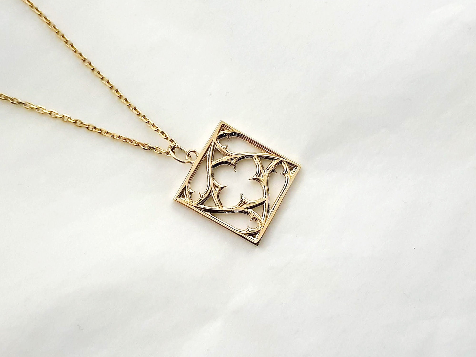 18k 14k Gold Gothic Clover Necklace Women Men Clover Pendant - Etsy