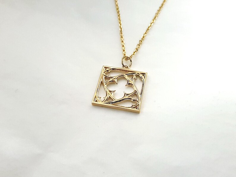 18k 14k Gold Gothic Clover Necklace Women Men Clover Pendant - Etsy