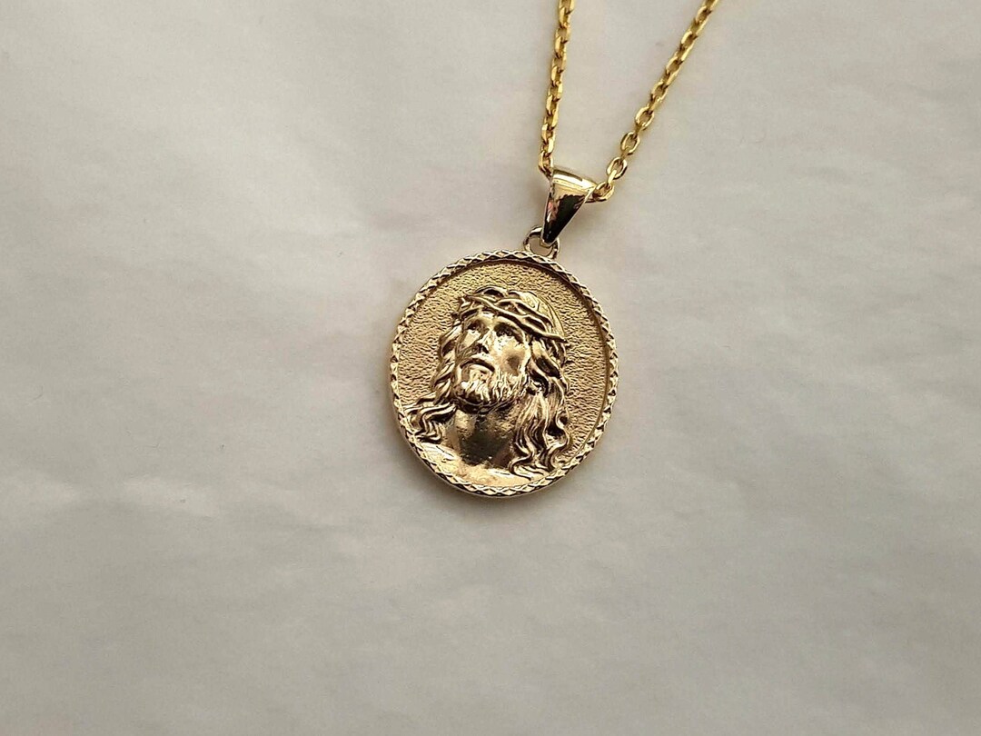 14k 18k Gold Jesus Necklace Men Women, Jesus Pendant, Mens Necklace ...