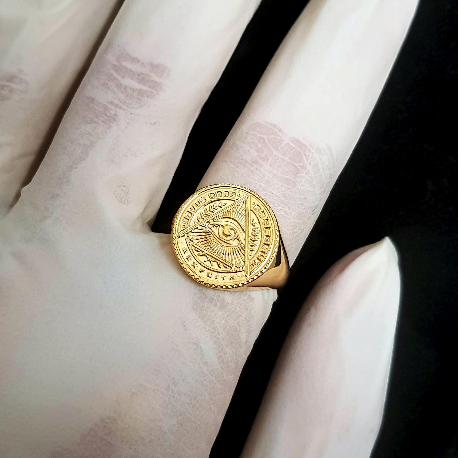 14k 18k Gold Eye of Providence Ring for Men - Etsy