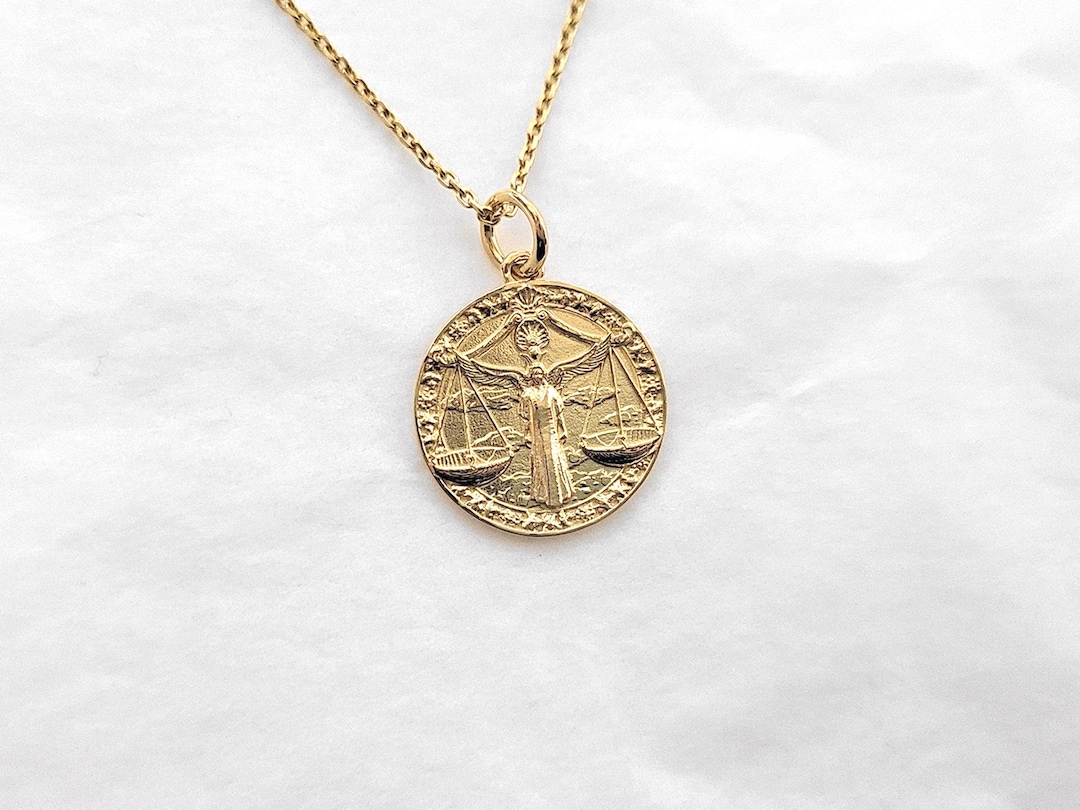 14k 18k Gold Zodiac Libra Necklace Libra Pendant Womens - Etsy