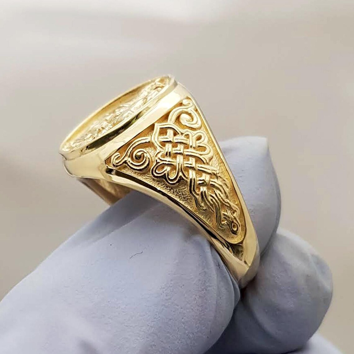14k 18k Gold St George Ring for Men - Etsy