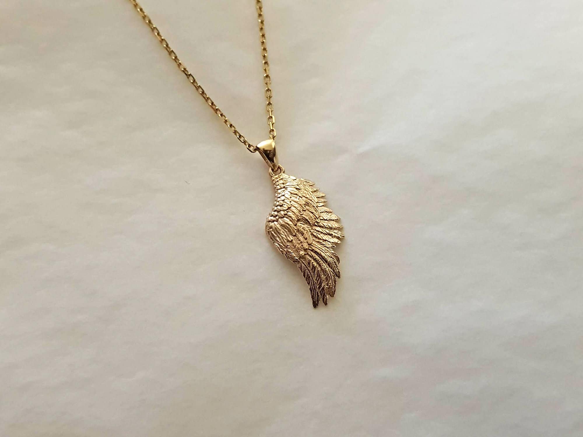 14k 18k Gold Angel Wing Necklace Women Men 24mm Angel Wing - Etsy