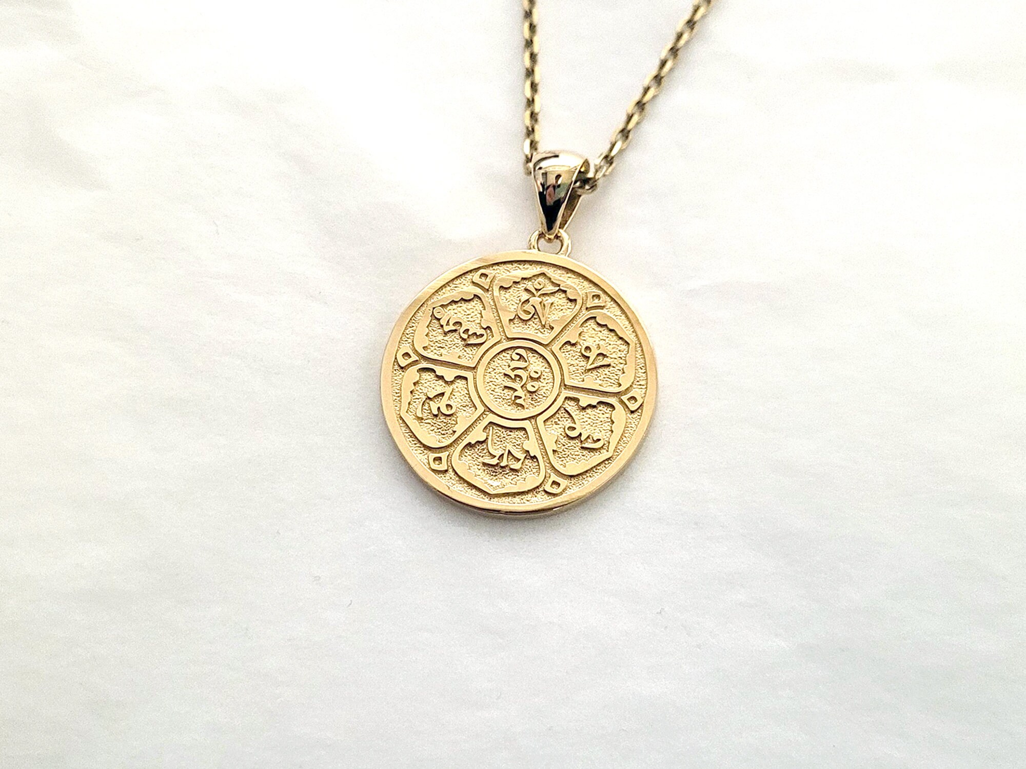 14k 18k Mantra Om Mani Padme Hum Necklace Pendant Womens Mens - Etsy