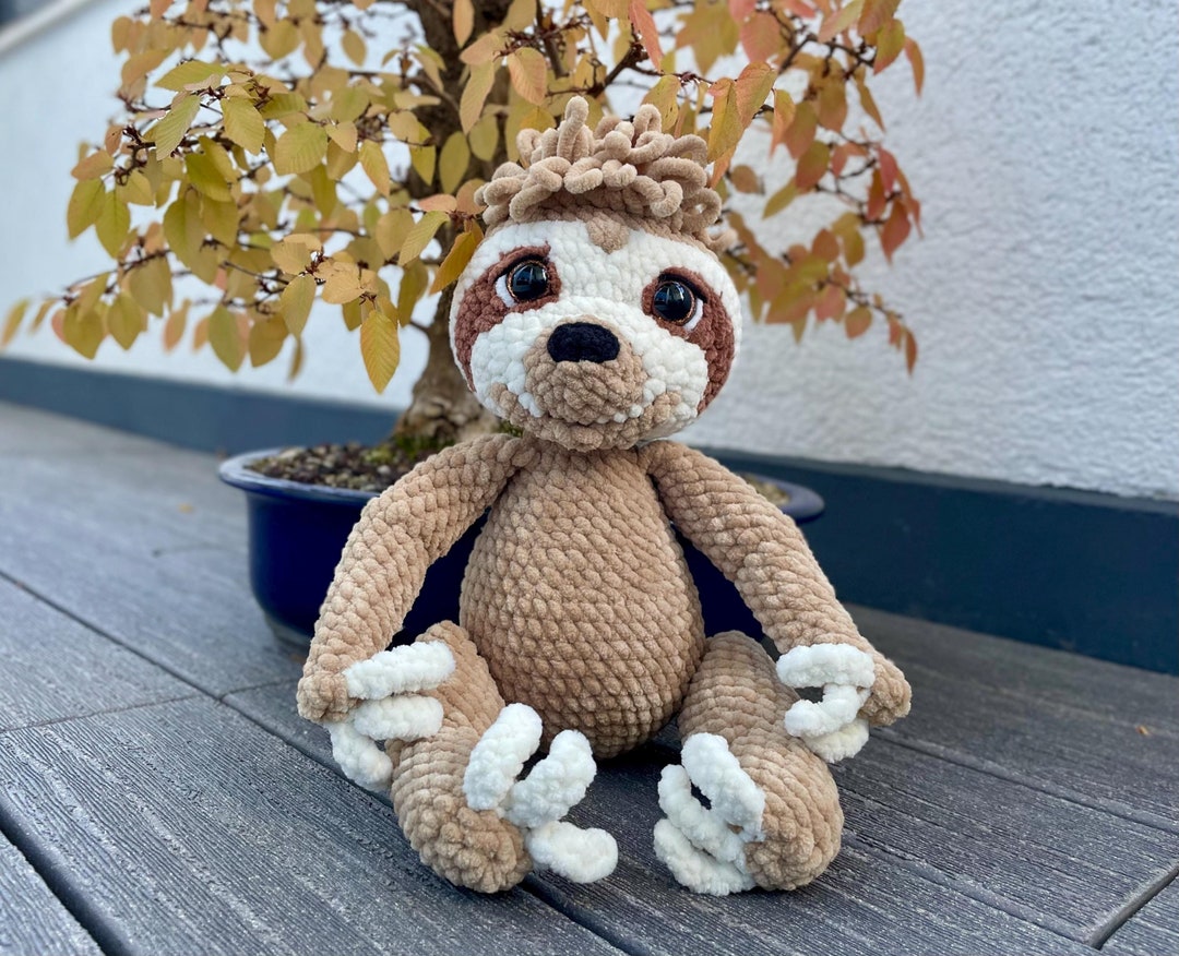 Amigurumi Sloth Crochet Toy With Curly Hair | Handmade Slow-moving ...