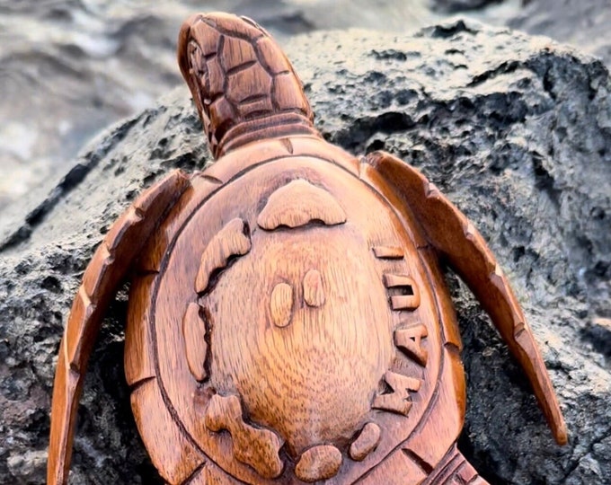 Da Hawaiian Store Hand-carved Wood Honu Turtle Featuring Maui and ...