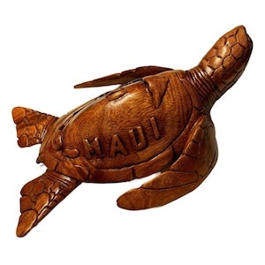 Da Hawaiian Store Hand-carved Wood Honu Turtle Featuring Maui and ...