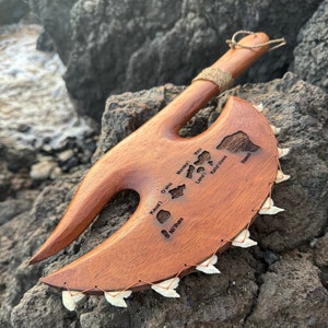 Hawaiian Store Handcarved Wood Polynesian War Axe Club Decorative ...