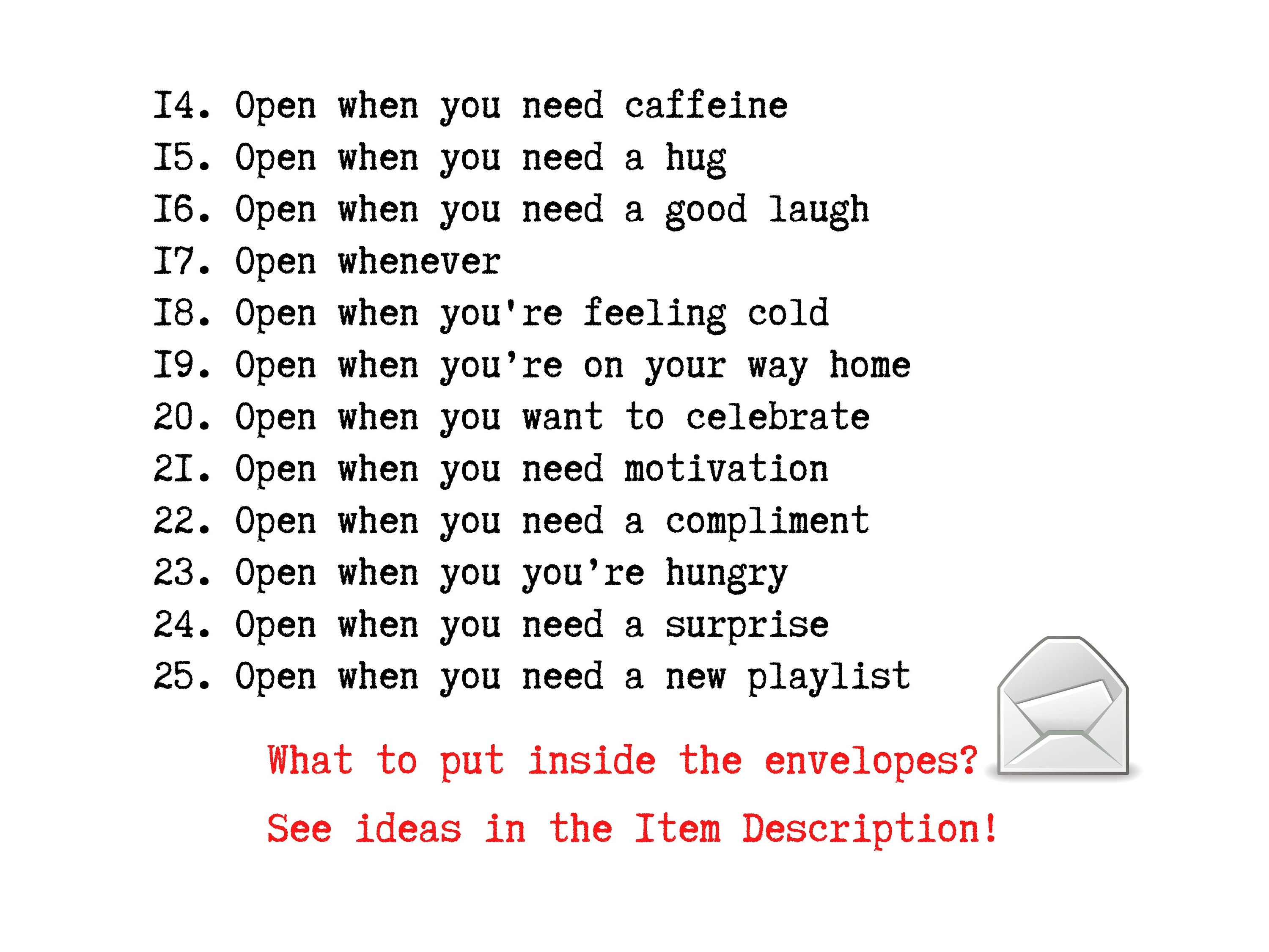 Open When Letters PDF PRINTABLE FILE Envelopes Boyfriend | Etsy