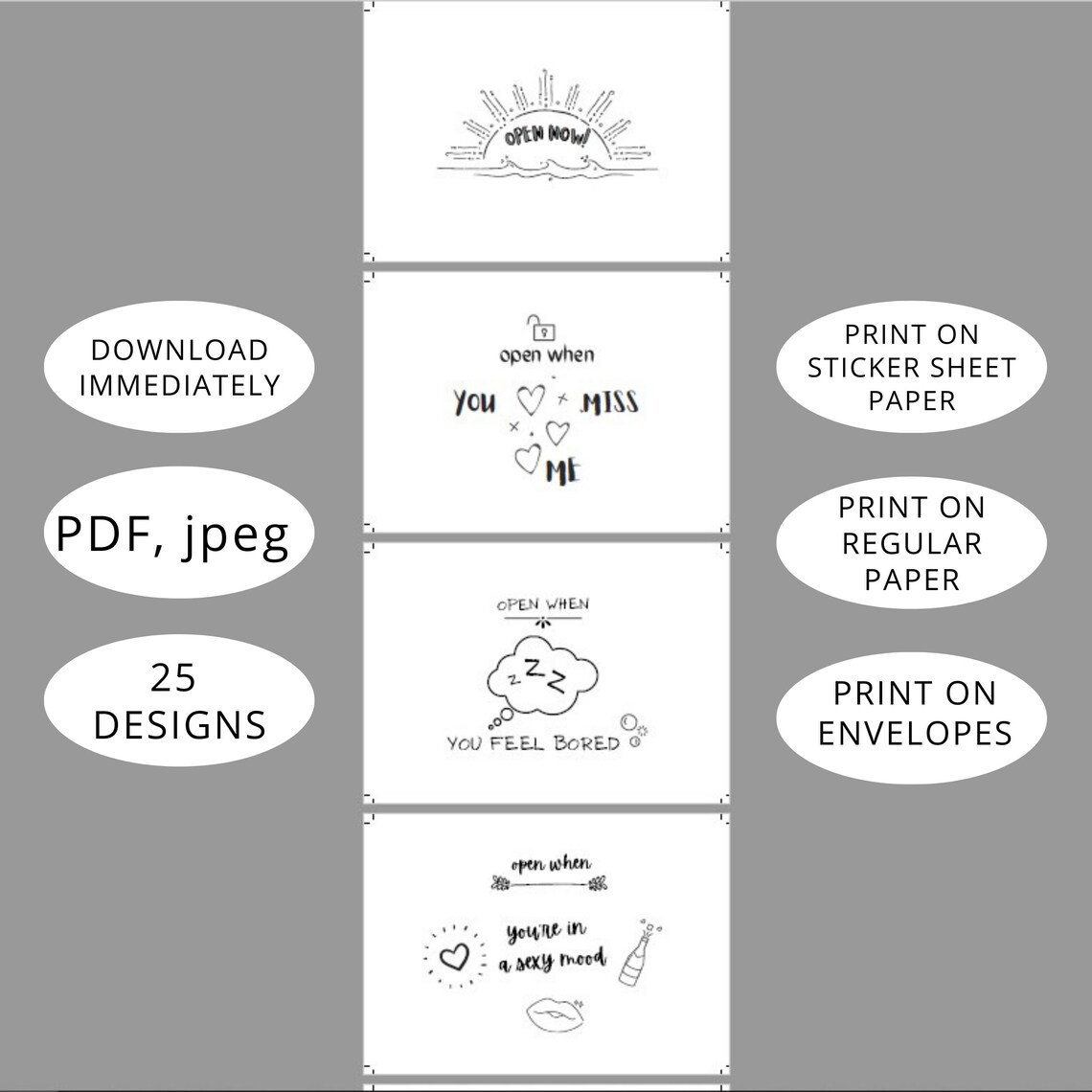 Open When Letters PDF PRINTABLE FILE Envelopes Boyfriend | Etsy