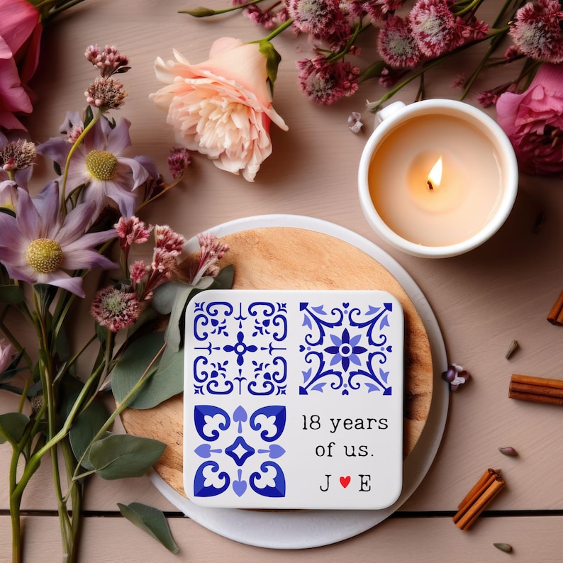 Porcelain Anniversary Gift for Him Wife Her 18th Eighteen Wedding 18 ...