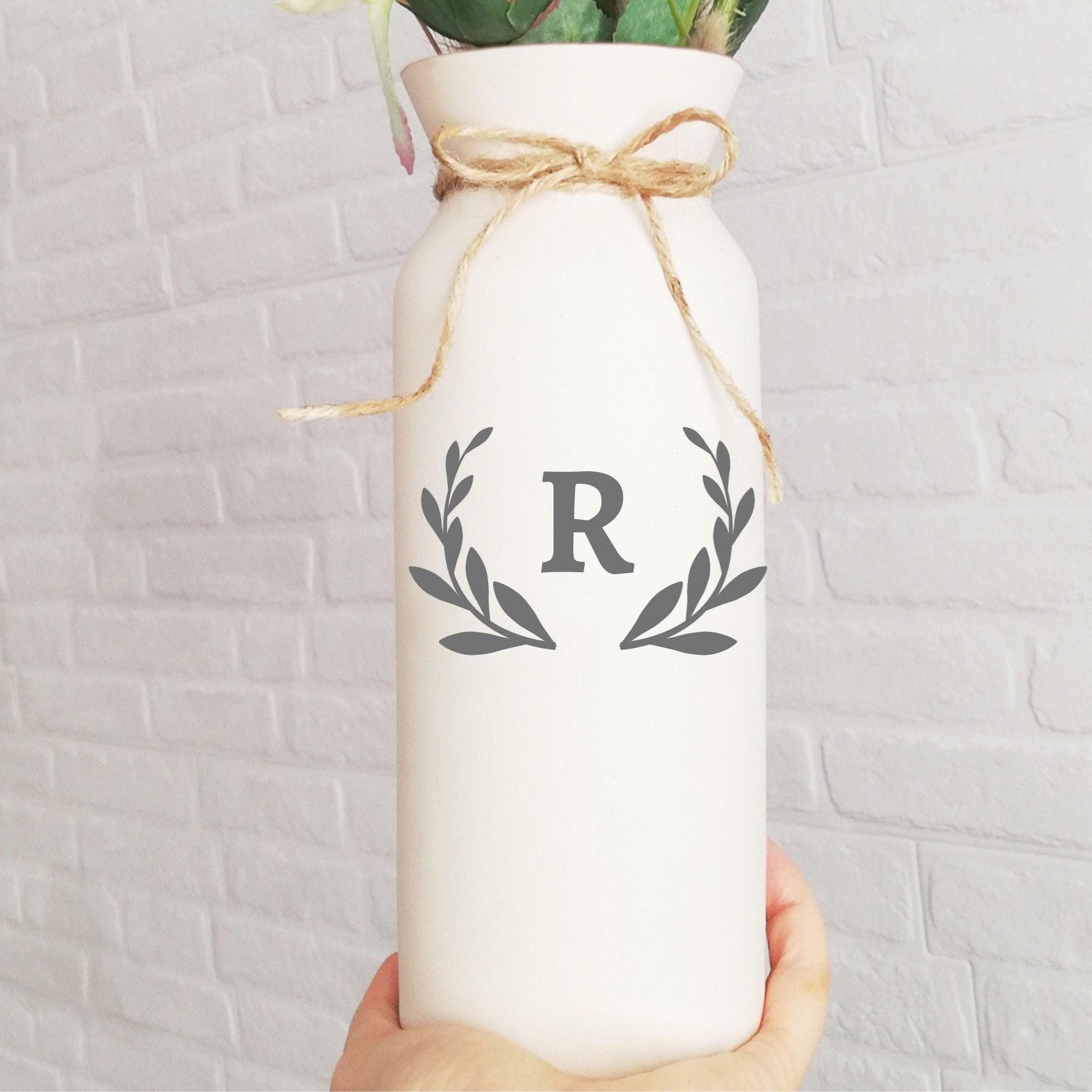 Pottery Anniversary Gift Vase Personalized, Custom Flower Monogrammed ...