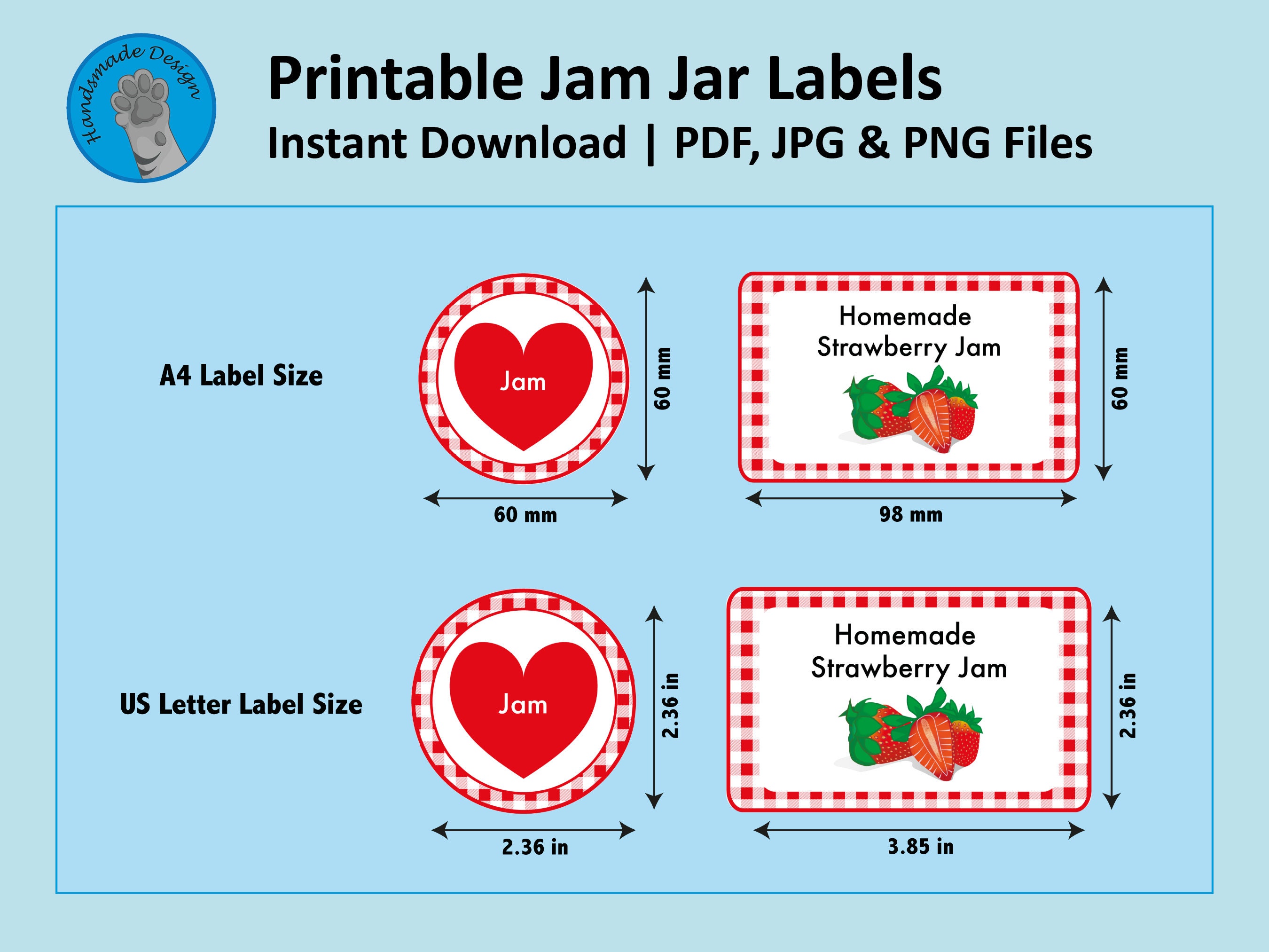 Printable Jam Jar Labels Instant Download Strawberry Jam - Etsy UK