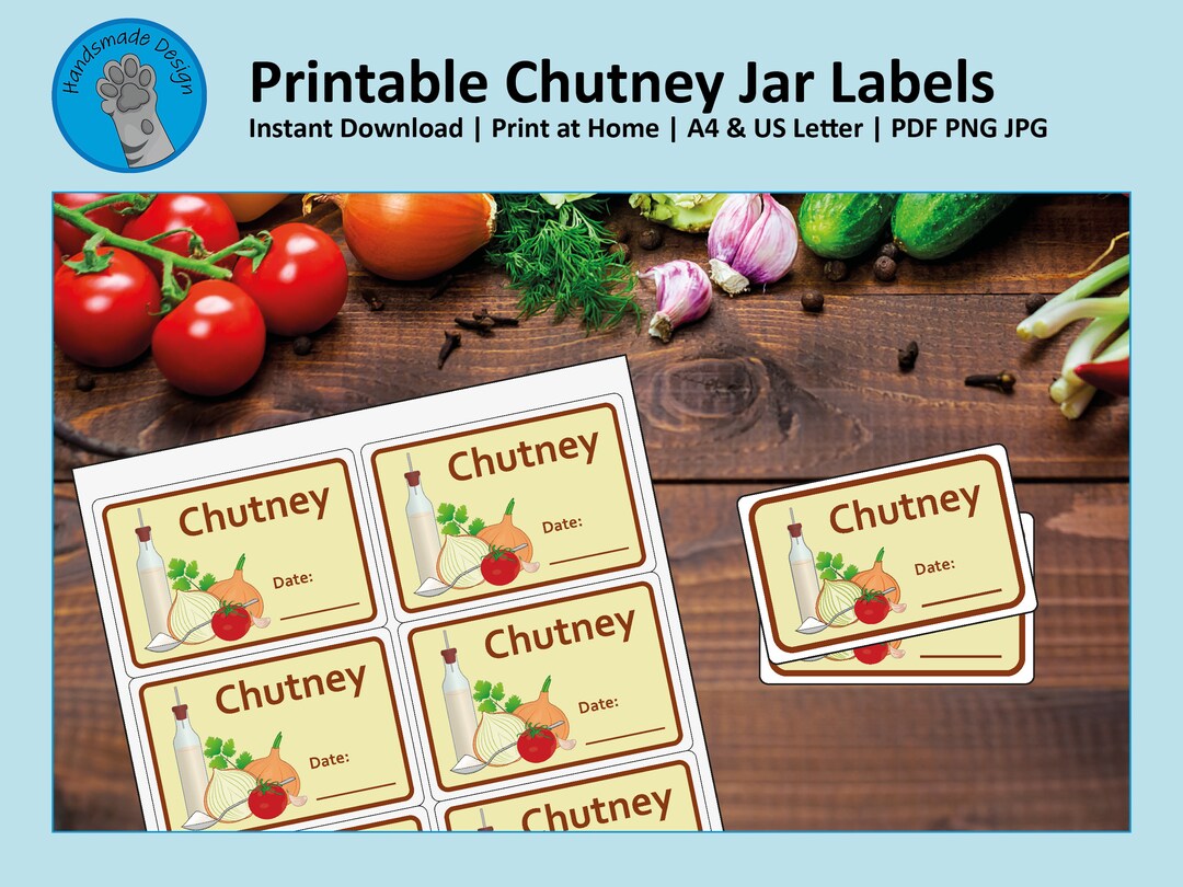 Printable Chutney Jar Labels Pantry Stickers A4 US Etsy Australia