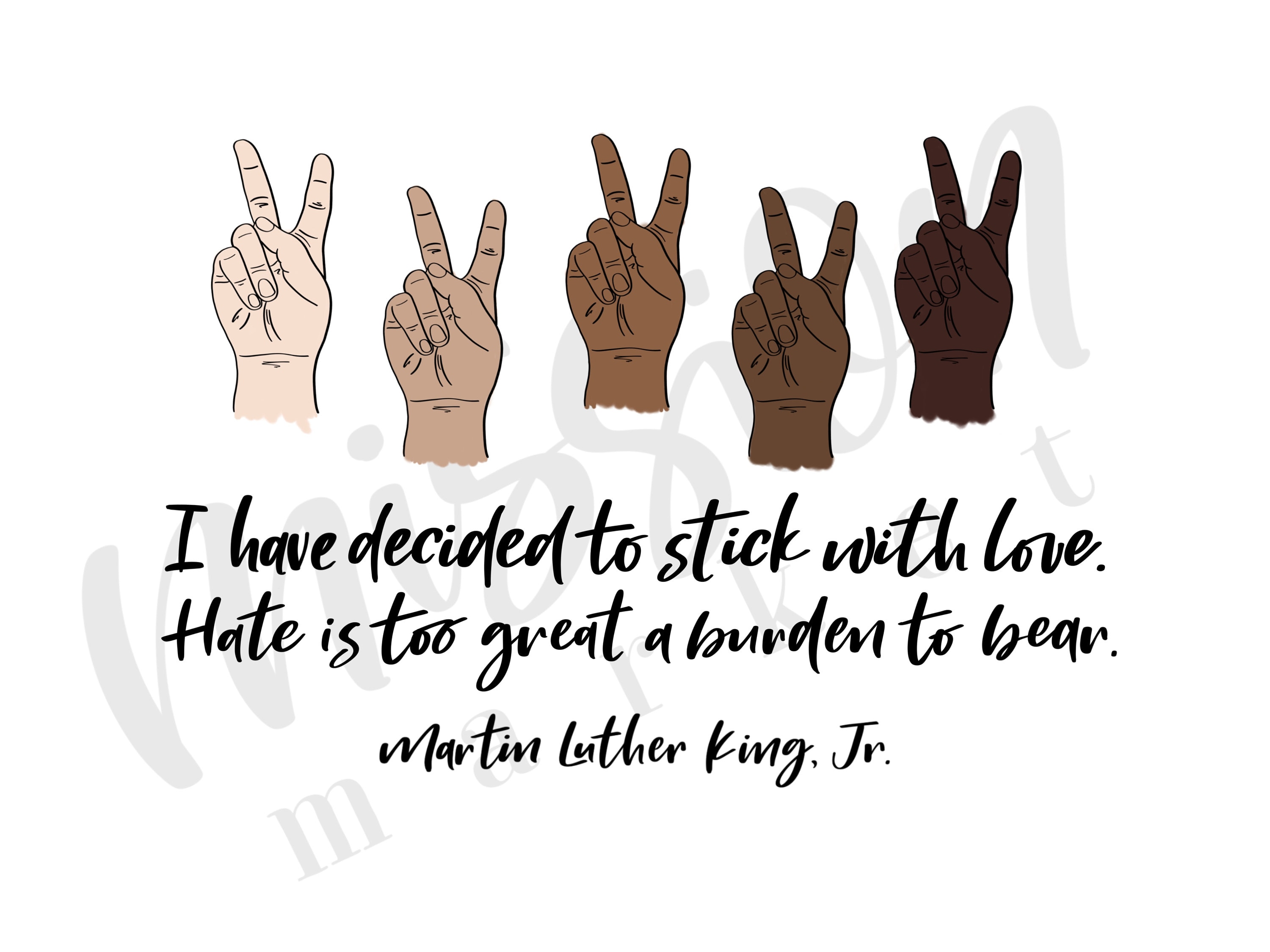 MLK Jr. Quote | Home Decor | Wall Art | Racial Equality | Peace Hands ...