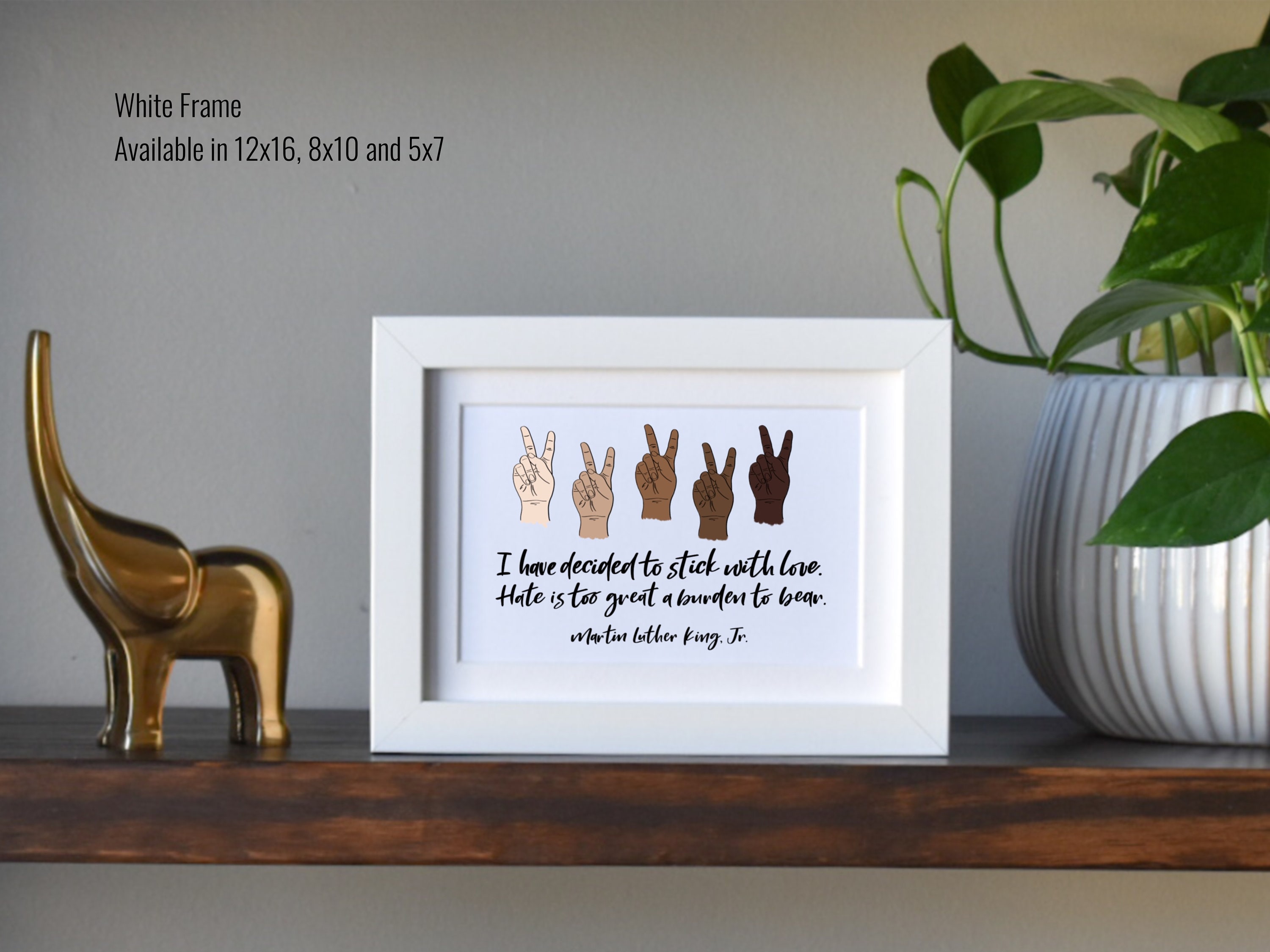 MLK Jr. Quote | Home Decor | Wall Art | Racial Equality | Peace Hands ...