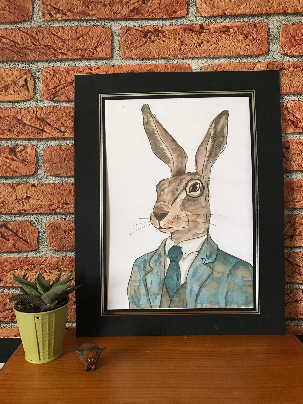 Dapper hare print home decor wildlife print quirky art - Etsy.de