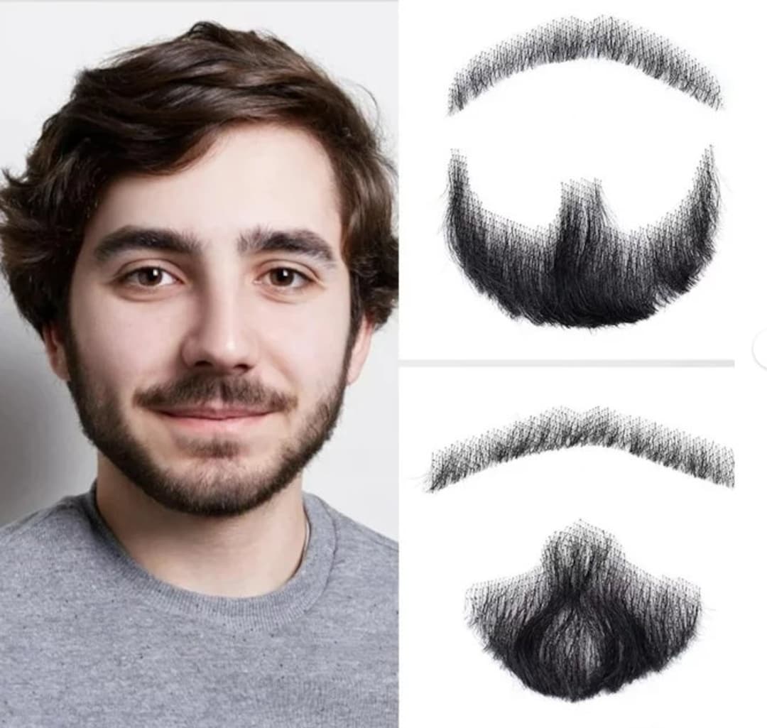 100% Human Hair Fake Face Beard Full Hand Tied Fake Mustache Beard ...