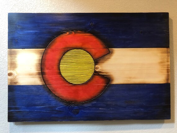 Handcarved Wood Colorado State Flag Wall Art Décor Rustic | Etsy