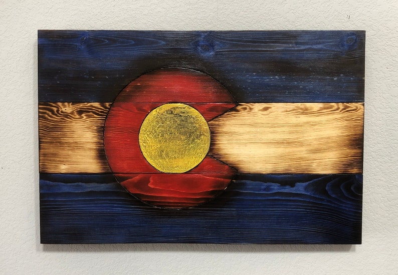 Handcarved Wood Colorado State Flag Wall Art Décor Rustic | Etsy