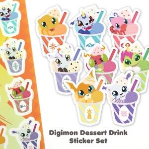 Digimon Dessert Drink Sticker Set - Etsy